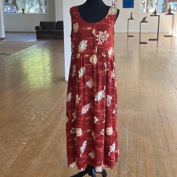 Jennifer Moore | Dresses | Vintage Burnt Umber Fall Motif Print Dress ...